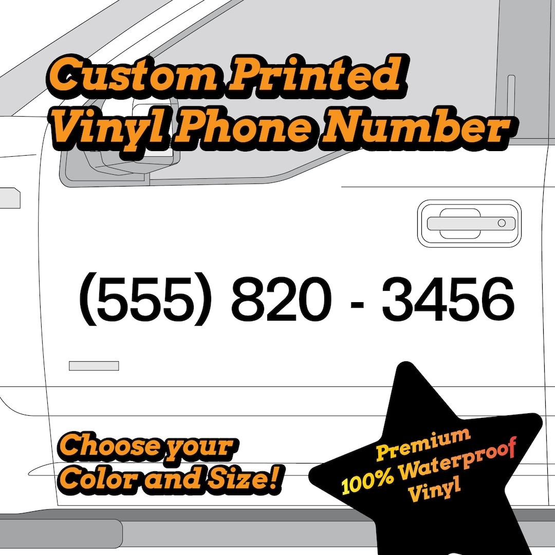 PREMIUM Vinyl Phone Number - Choose Your Color - Font - Size - Sticker ...