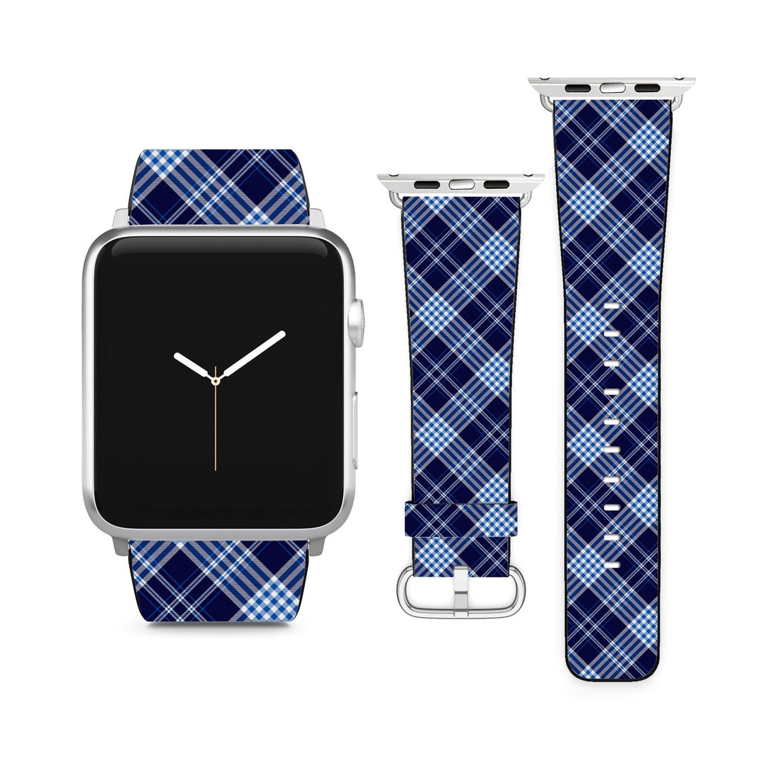 Plaid Blue White Pattern for Apple Watch Band Iwatch Strap for Series ...