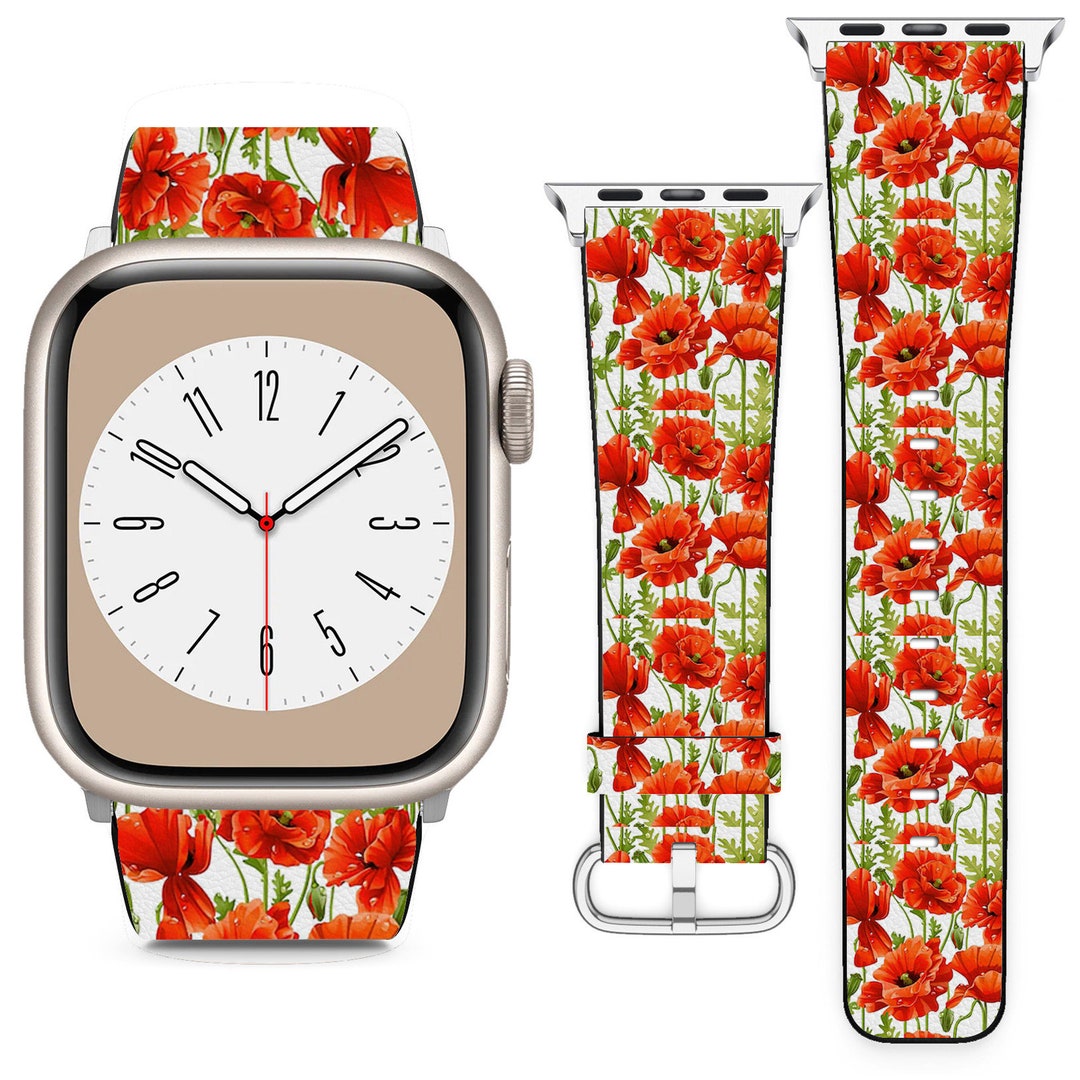 Red Poppy Design for Apple Watch Band Iwatch Strap for Series SE 8 7 6 ...