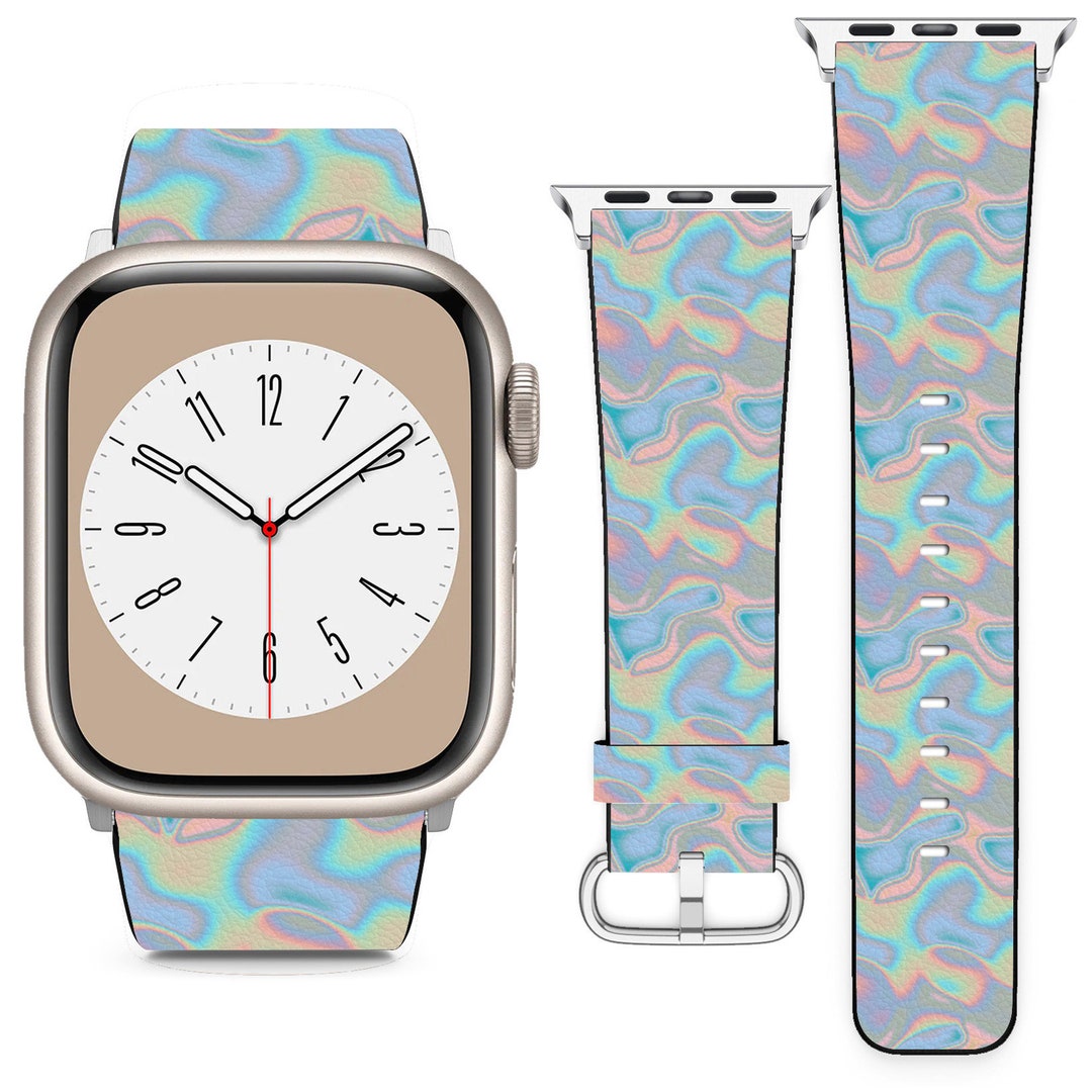 Holographic Blue Design for Apple Watch Band Iwatch Strap for Series SE ...