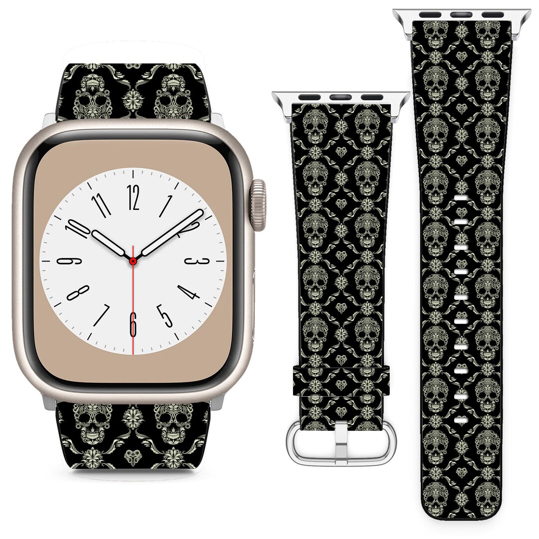 Ornamental Skull Design for Apple Watch Band Iwatch Strap for Series SE ...
