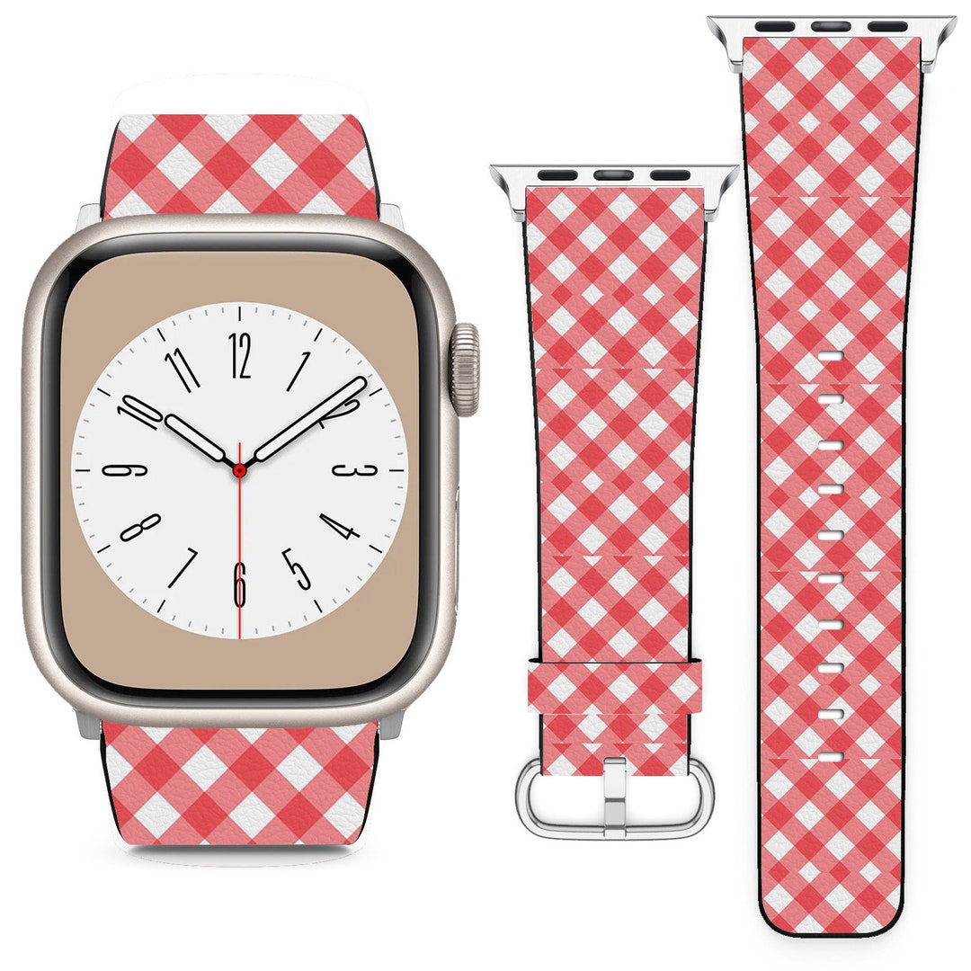 Red White Gingham Pattern for Apple Watch Band Iwatch Strap for Series ...