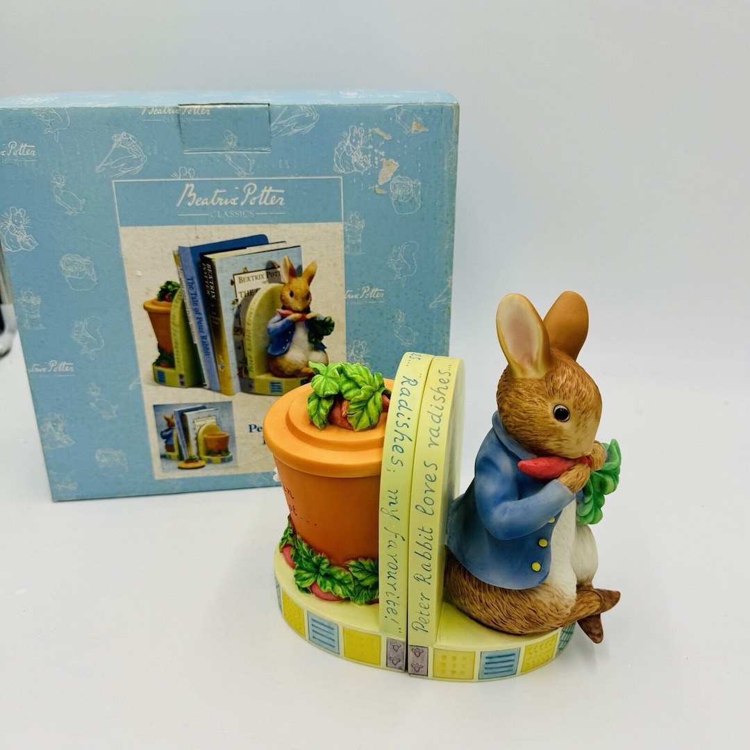 Enesco Beatrix Potter 7 Peter Rabbit Bookends W/ Hiding Spot Resin 2006 ...