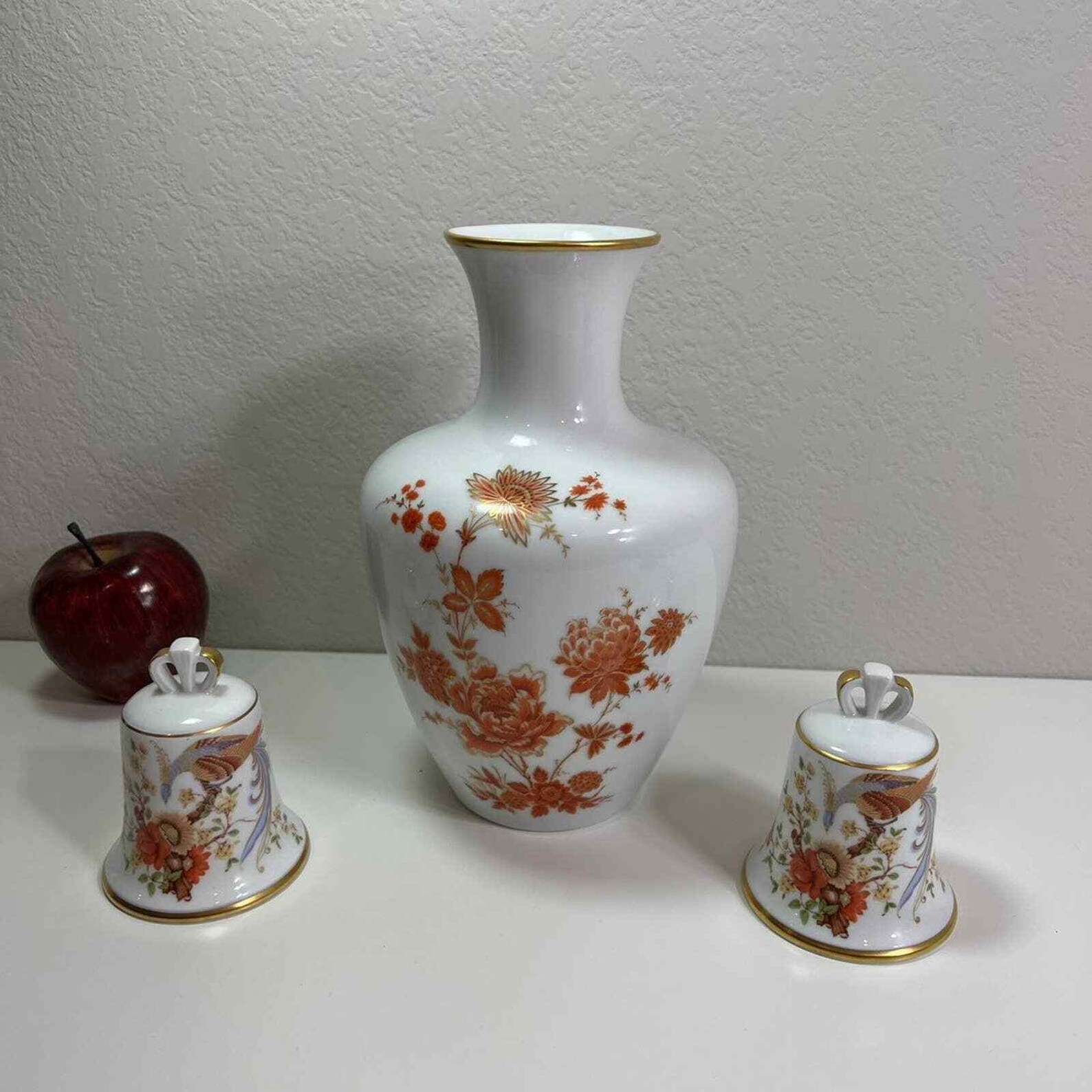 Kaiser Germany Vase & Bells Set Vintage Porcelain Floral 3 Pieces - Etsy