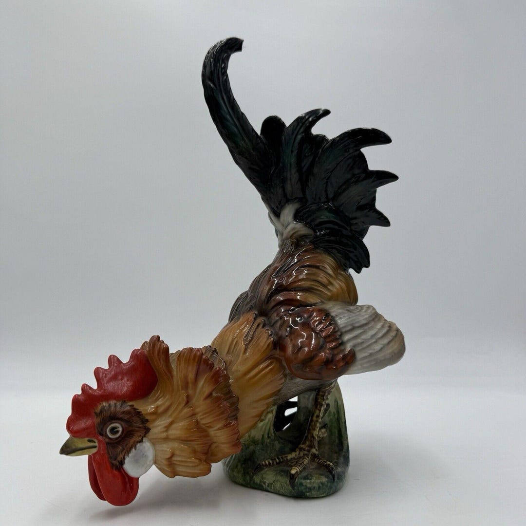 Large Algora Porcelain C.martinu Hand Painted Rooster Figurine Spain ...