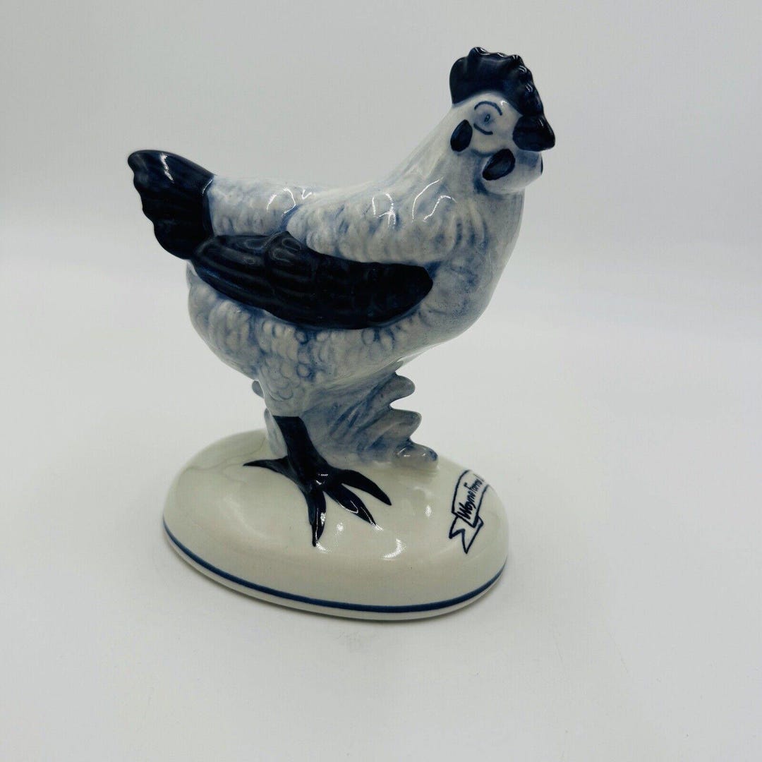 Delft Holland Pottery 701 Cobalt Blue White Chicken Hen Porcelain ...
