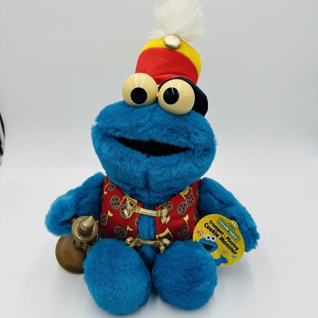 Mattel Tyco Sesame Street Cookie Monster Trumpet Playing Plush Talking ...