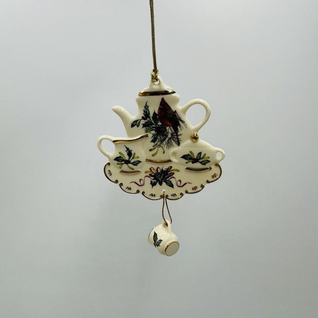 Lenox Winter Greetings Cardinal Tea Set Christmas Ornament - Etsy