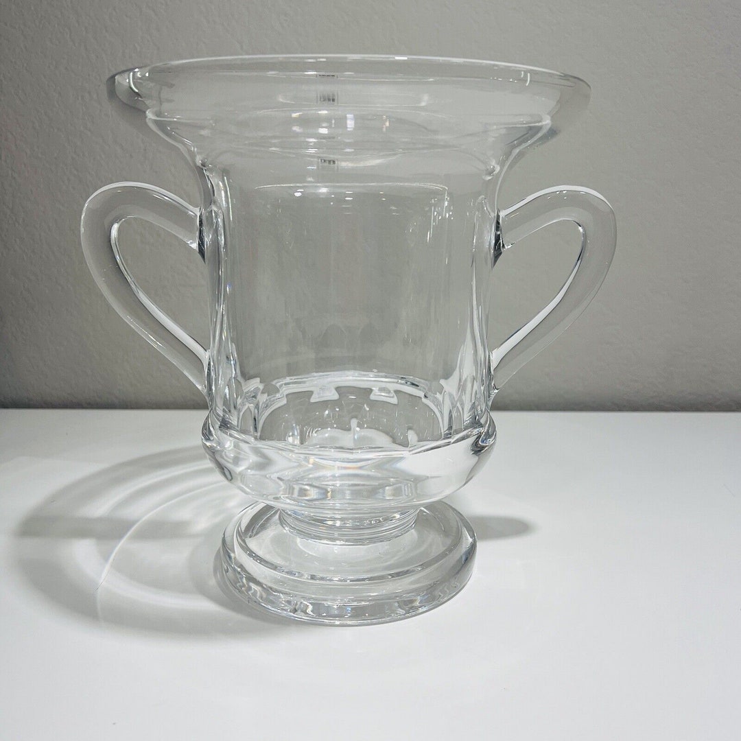 Mario Cioni Crystal Vase Large Pedestal Double Handle Glass - Etsy