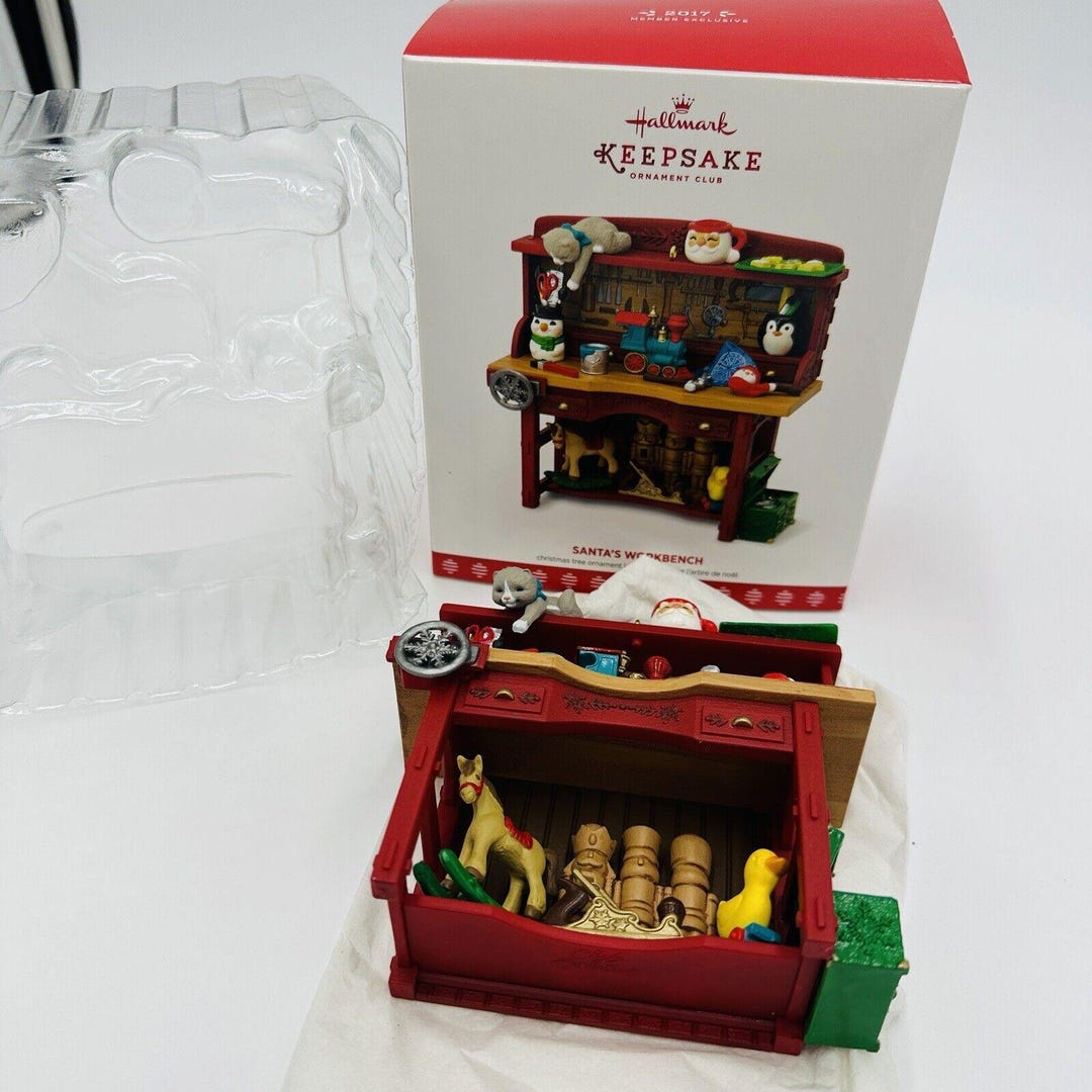 Hallmark Ornament Santa's Workbench Toys 2017 Workshop Decor Christmas ...
