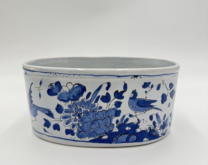 Delft Blue Colonial Williamsburg Hand Painted Planter Bowl Holland Art ...