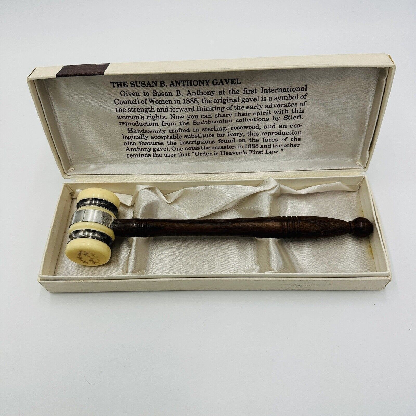 Susan B. Anthonys Gavel Women's Suffrage 1888 Replica Sterling Silver ...