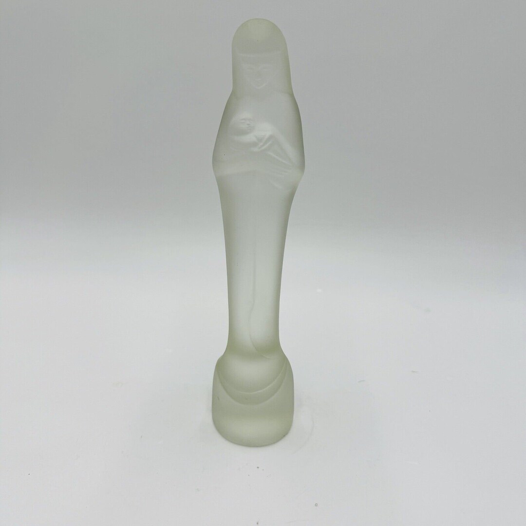 H Royal Leerdam Art Glass Madonna & Child Statue Stefuiterwall 9 1/2in ...