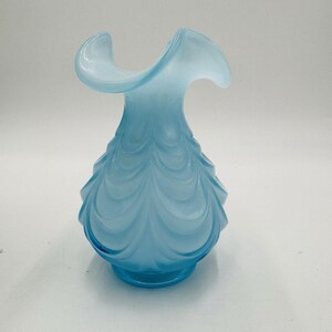 Fenton Art Glass Blue Drapery Small Vase MCM 6” Vintage USA Rare - Etsy