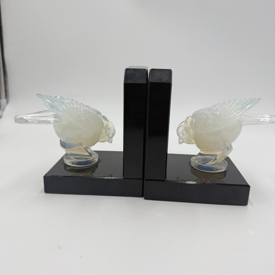 Sabino France Opalescent Art Glass Moineau Gourmand Sparrow Bookends ...