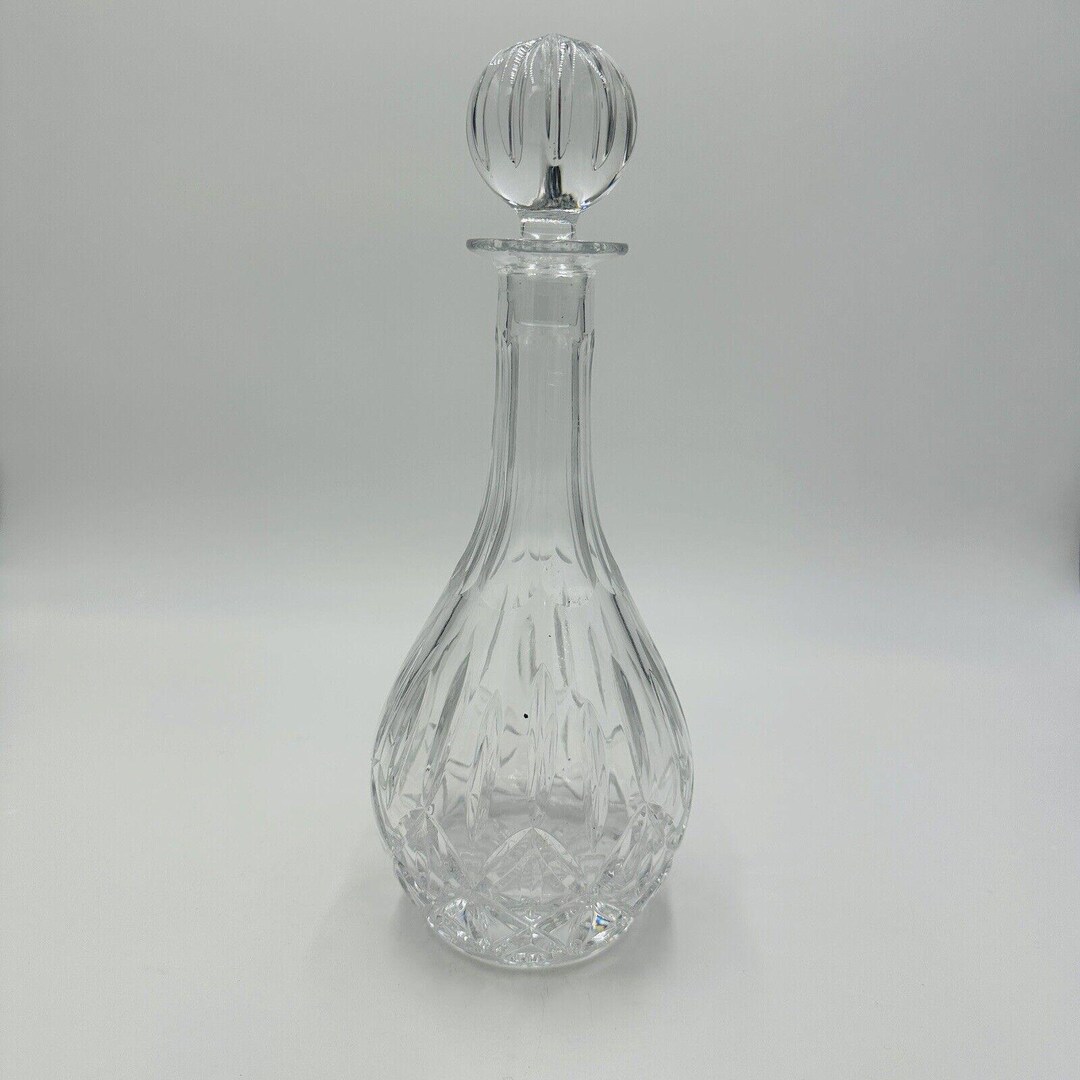 Block Decanter Crystal Hand Blown Cut Wine Olympic Stopper Poland 12in ...