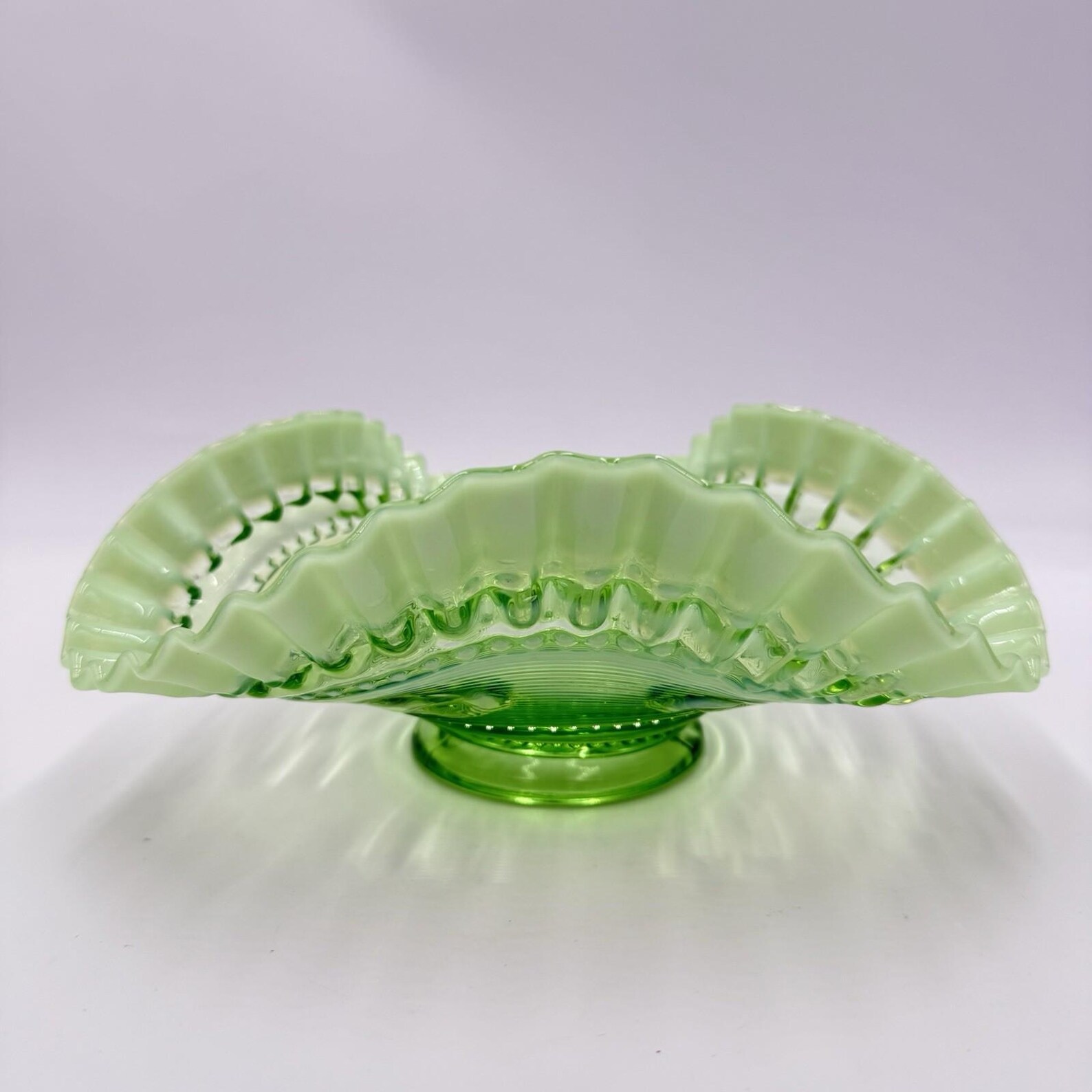 Vintage 1905 Jefferson Art Glass Astro Green Opalescent Art Bowl ...