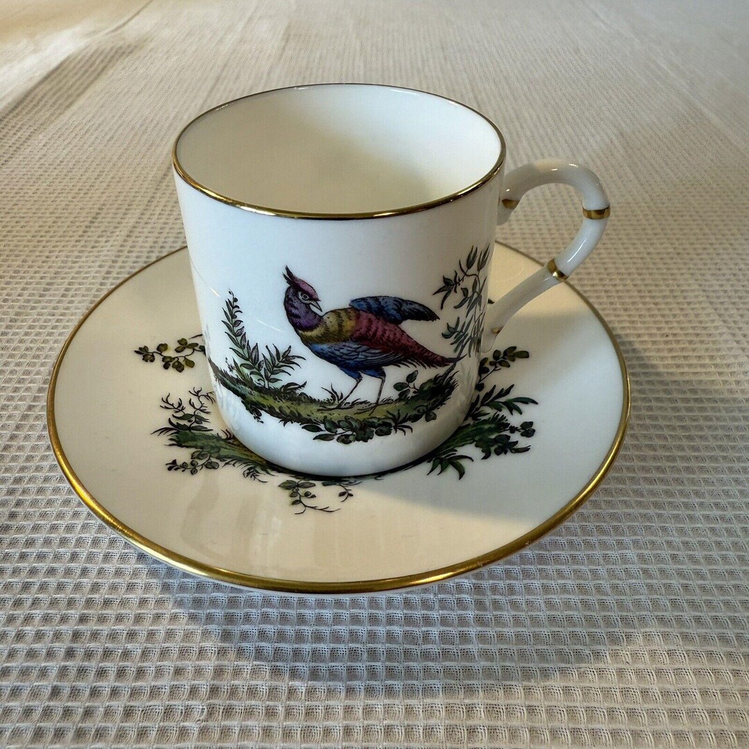 Royal Worcester Tea Cup and Saucer England Fine China Birds Peacock ...