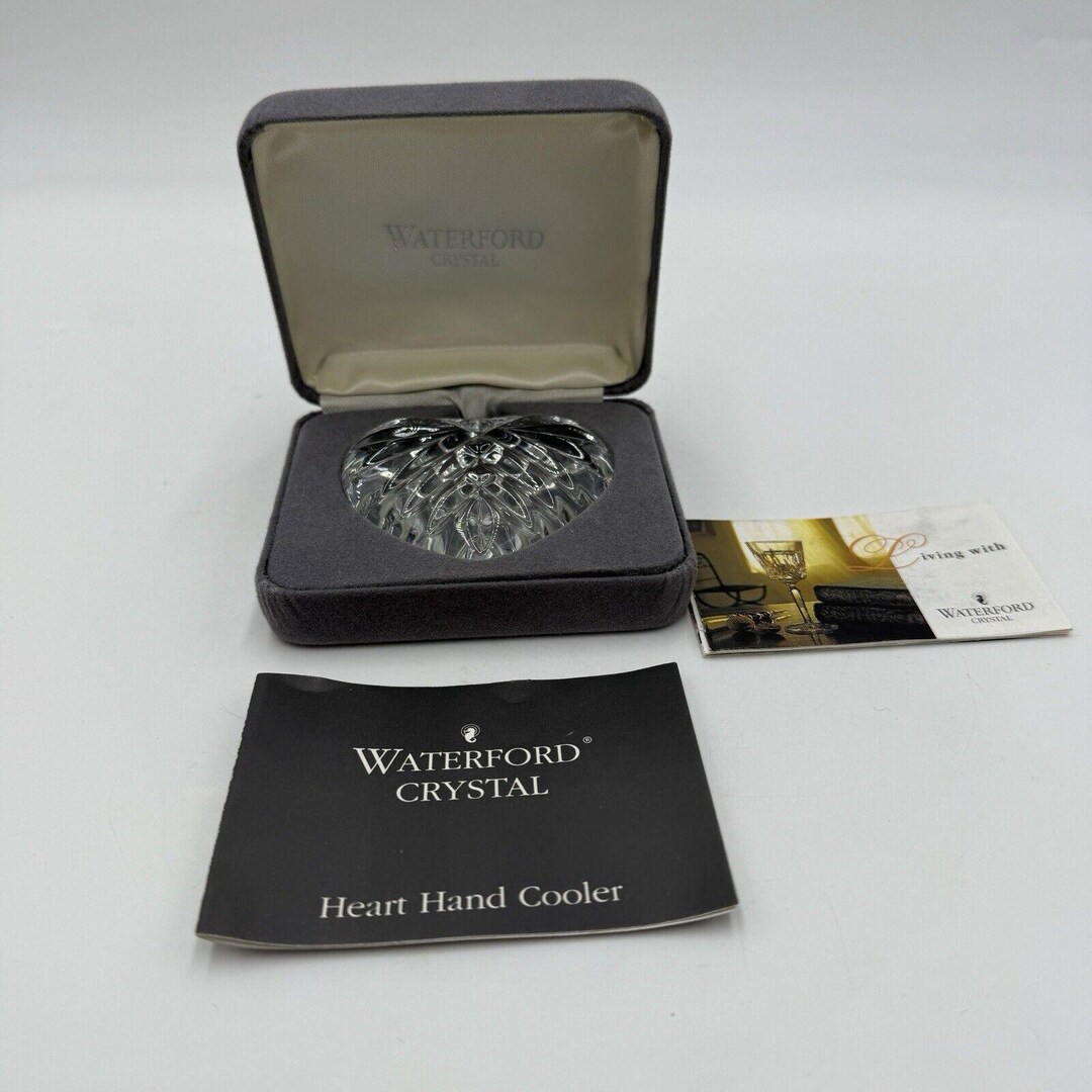 Waterford Crystal Heart Heart Hand Cooler Sculpture Paperweight Office ...