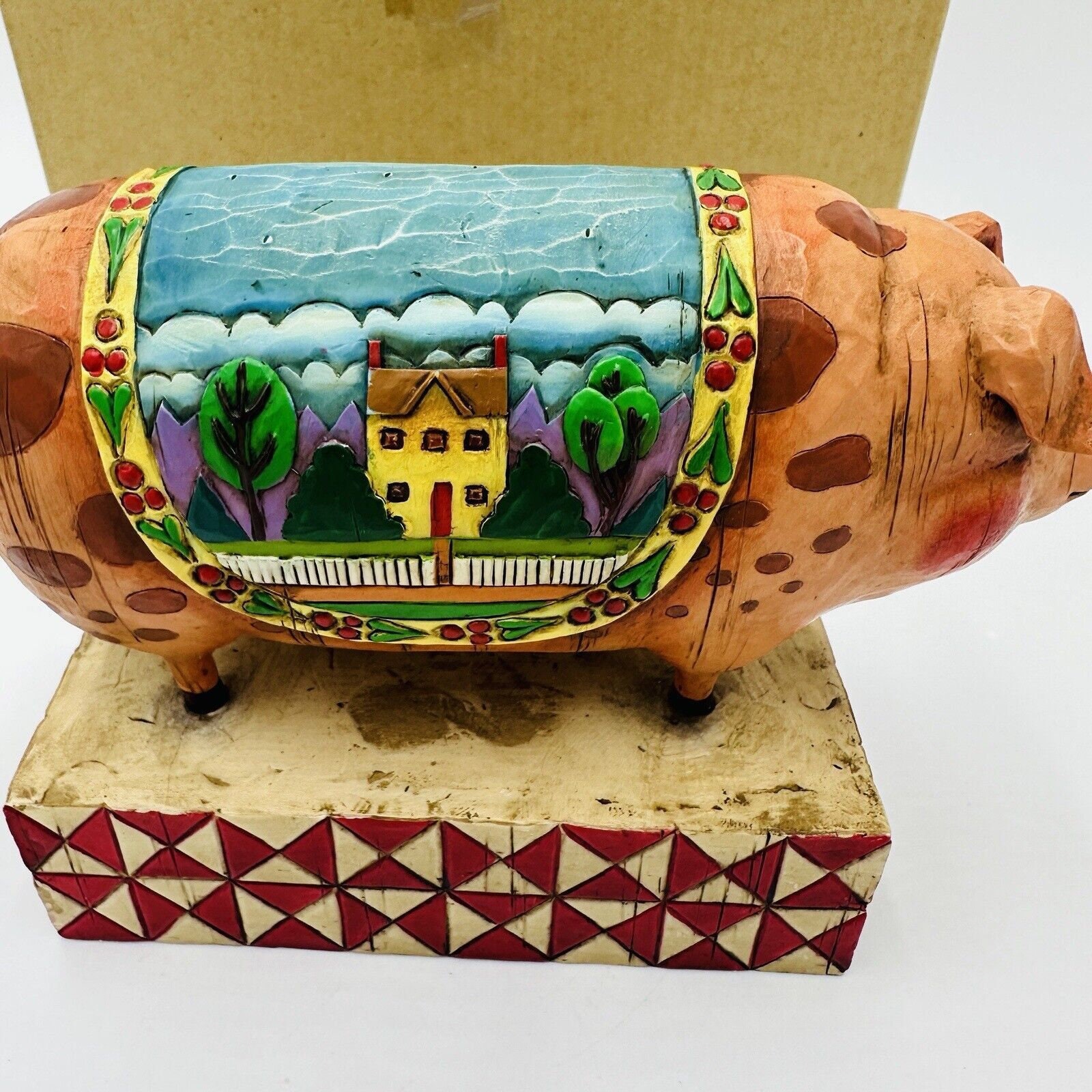 Jim Shore Pig Figurine Quilt Country Heritage Enesco Heartwood Creek ...