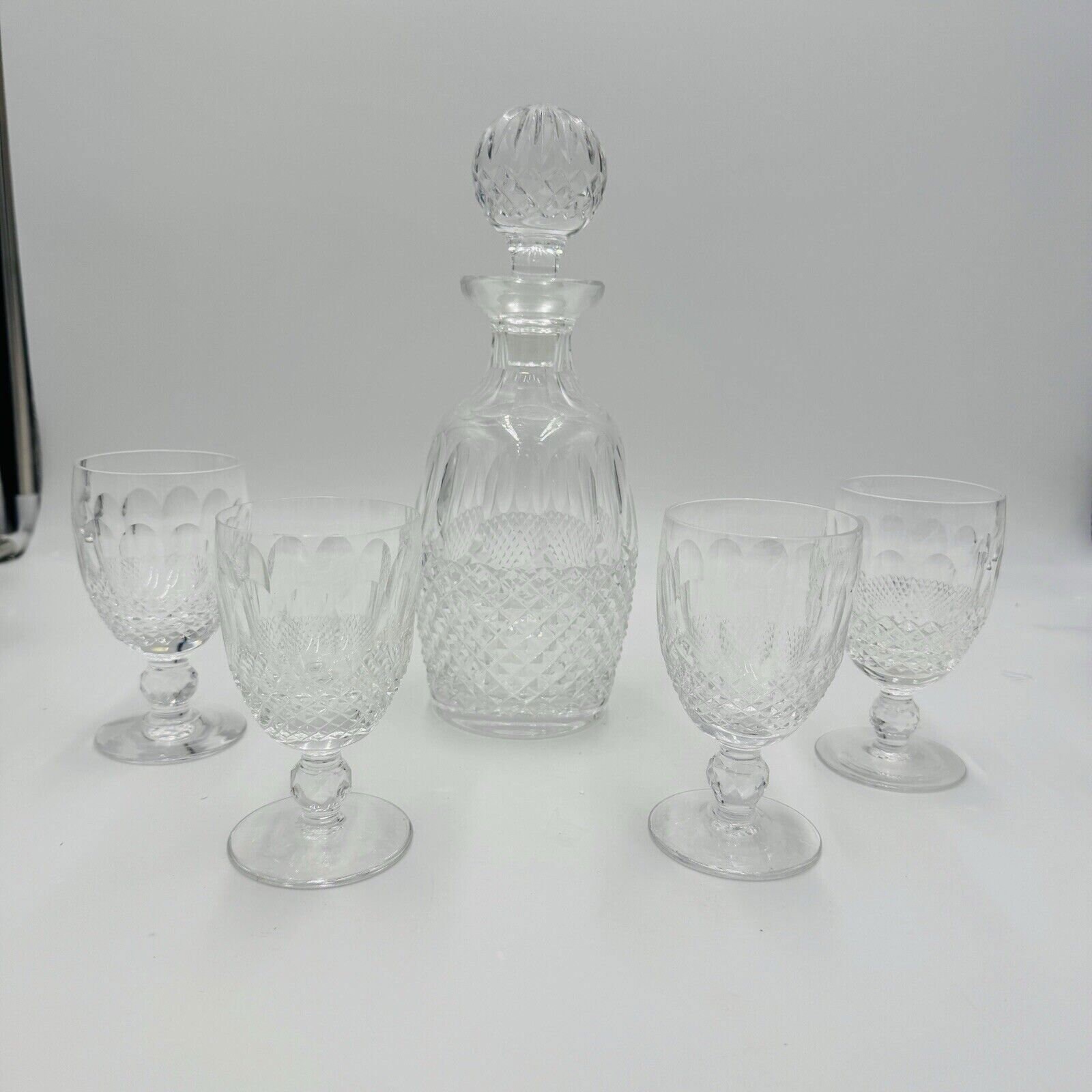 Waterford Crystal Colleen Pattern Decanter & 4 Claret Wine Glasses ...