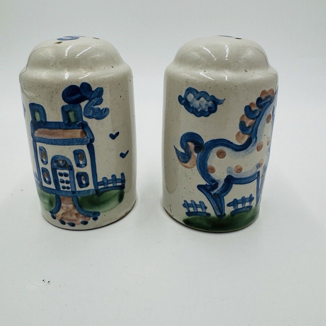MA Hadley Art Pottery USA Salt and Pepper Shakers 4.5 House & Horse ...