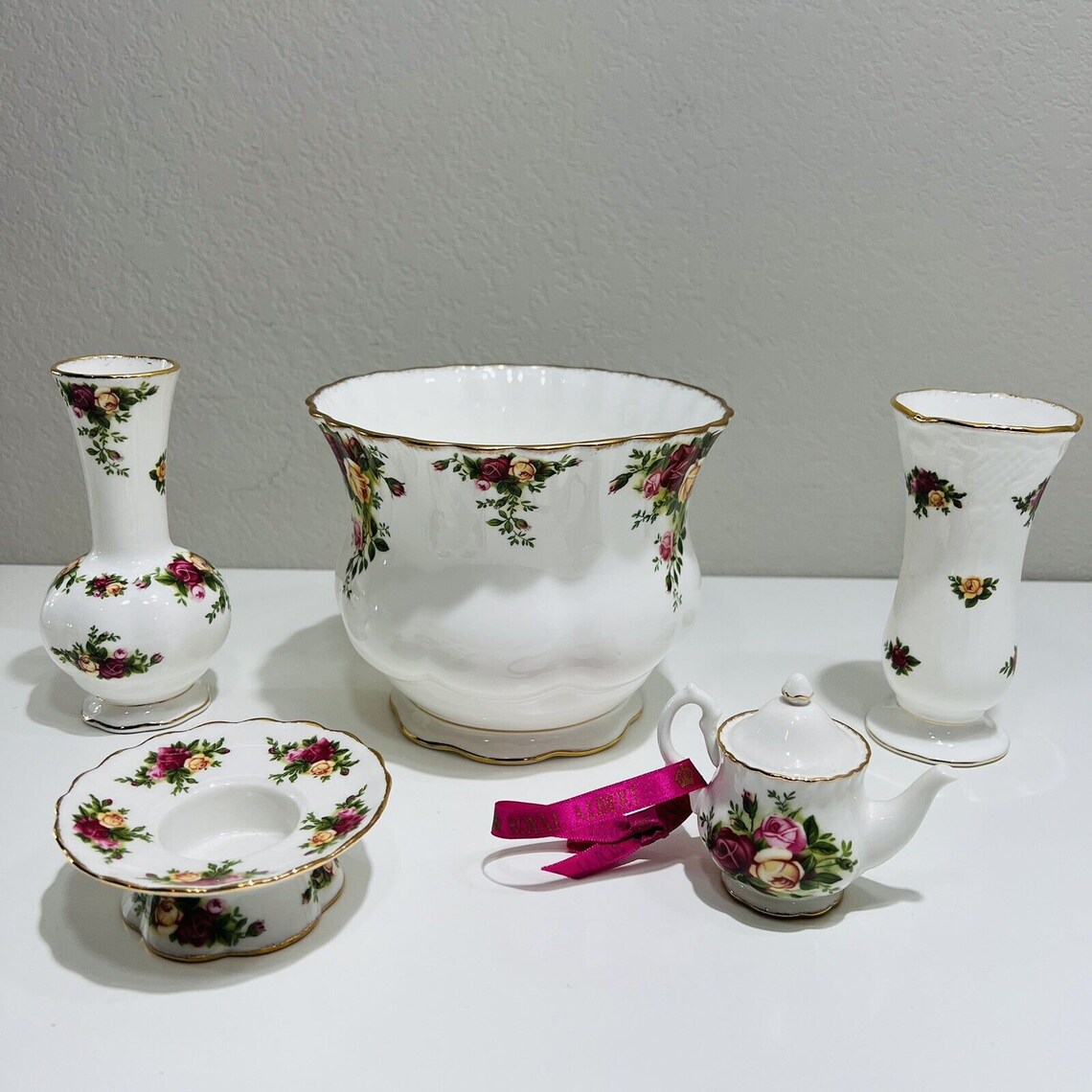 Royal Albert Lot Old Country Roses Vases Candleholder Ornament - Etsy