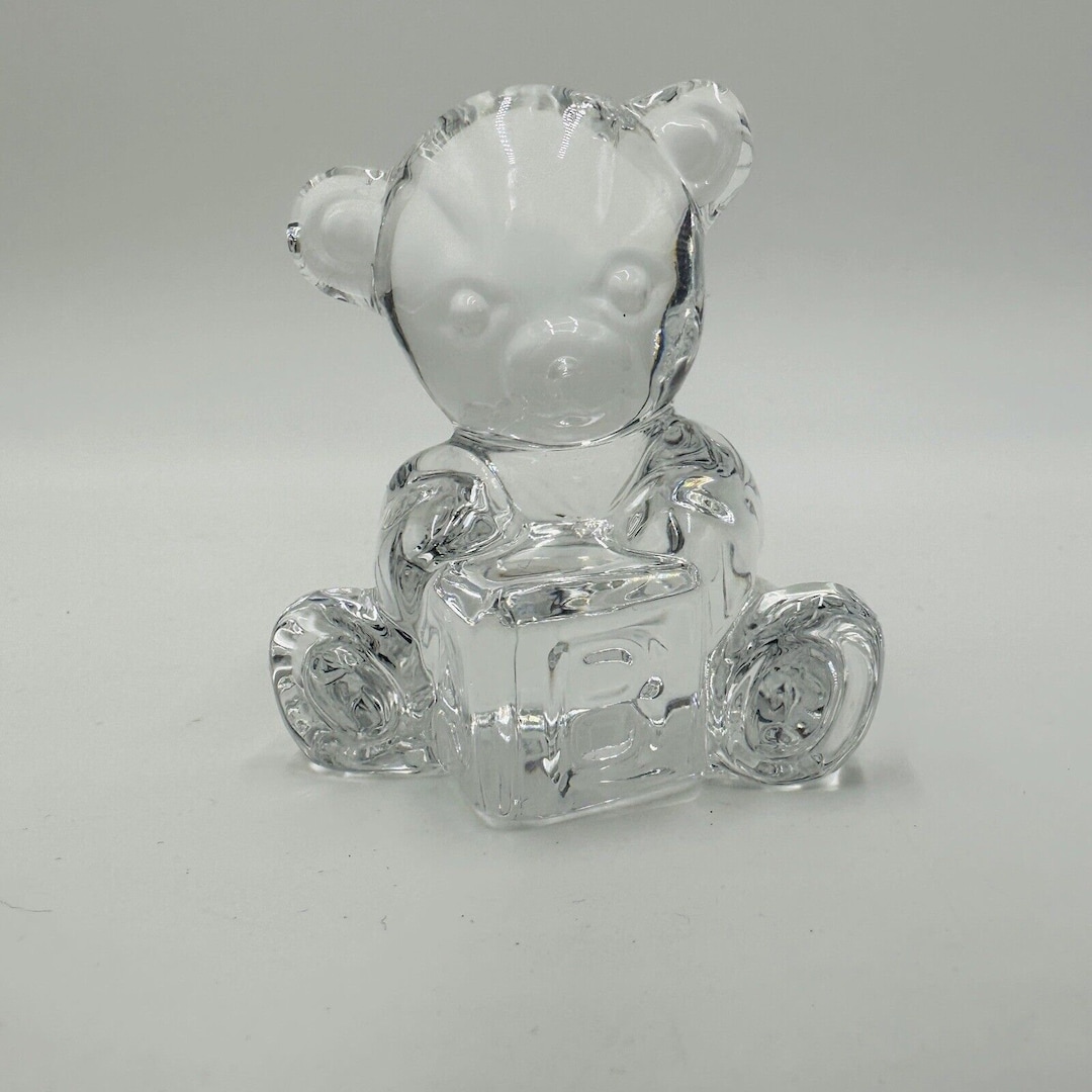 Waterford Crystal Figurine Teddy Bear ABC Block Paperweight 3in Vintage ...