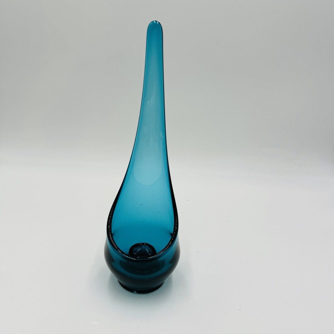 Viking Art Glass Taper Bluenique Glow Candle Holder 11 Mid Century ...