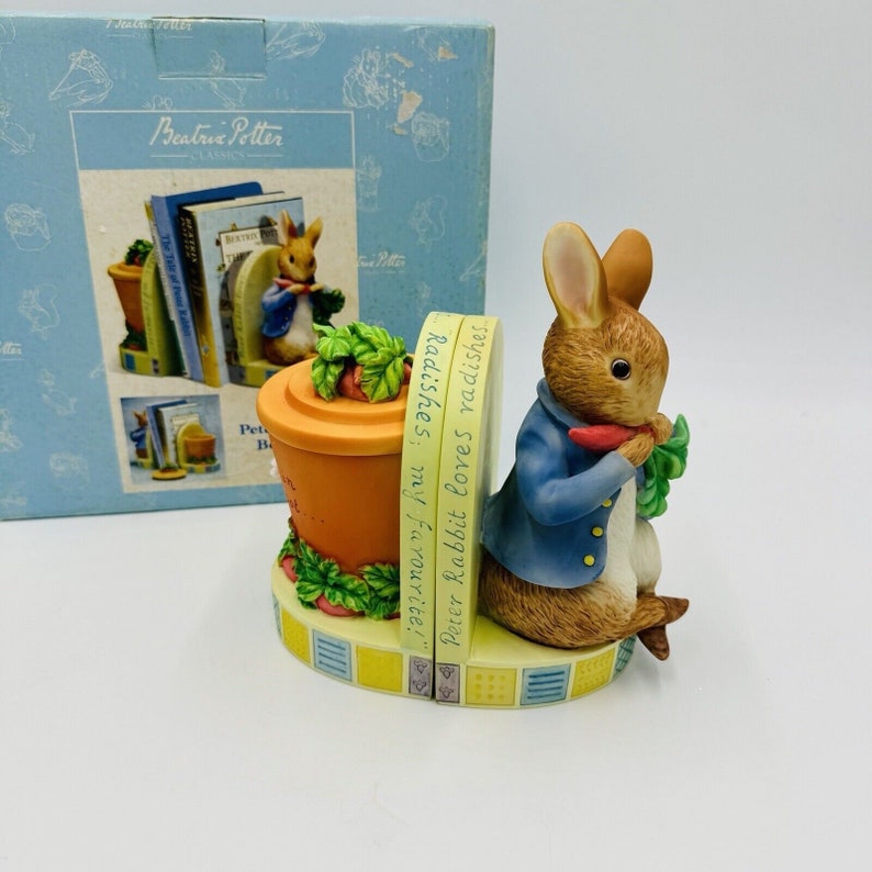 Enesco Beatrix Potter 7 Peter Rabbit Bookends W/ Hiding Spot Resin 2006 ...
