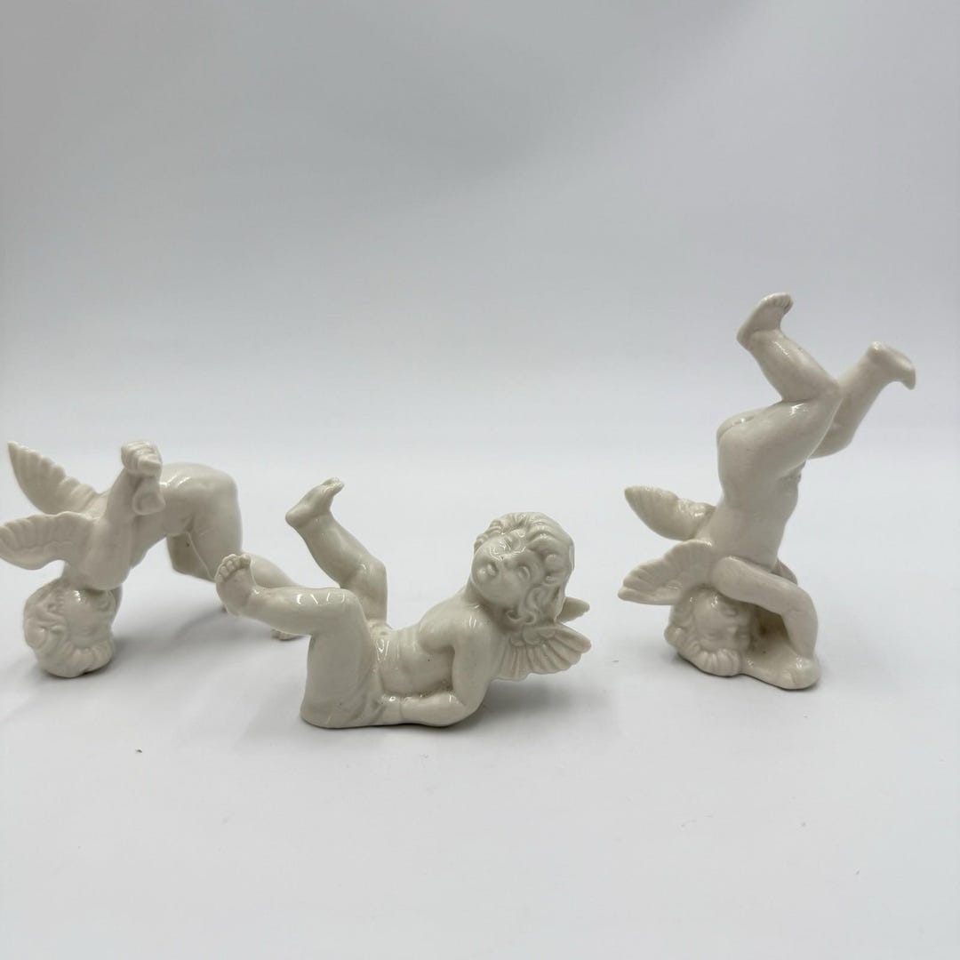 Dresden Germany Tumbling Porcelain Bisque Cherubs 1970s White Set 3 Pcs ...