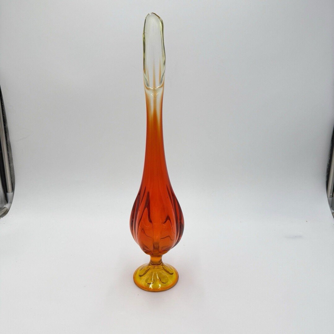 Vintage Orange Viking Glass Persimmon 16 Swung Vase Epic 6 Petal MCM - Etsy