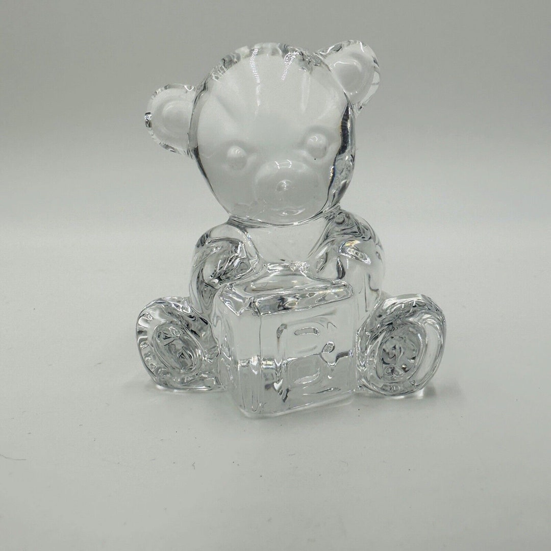 Waterford Crystal Figurine Teddy Bear ABC Block Paperweight 3in Vintage ...
