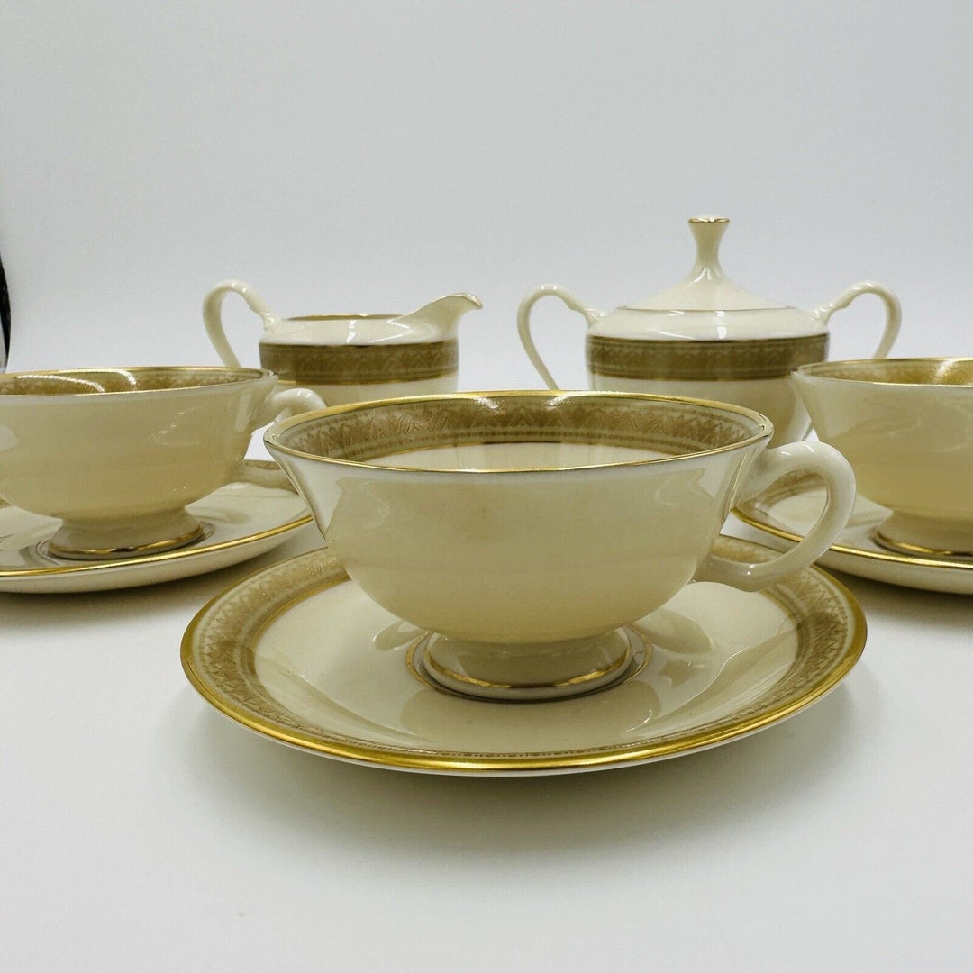 Lenox Tea Set Creamer and Sugar Bowl Cup With 3 Service Greenfield ...