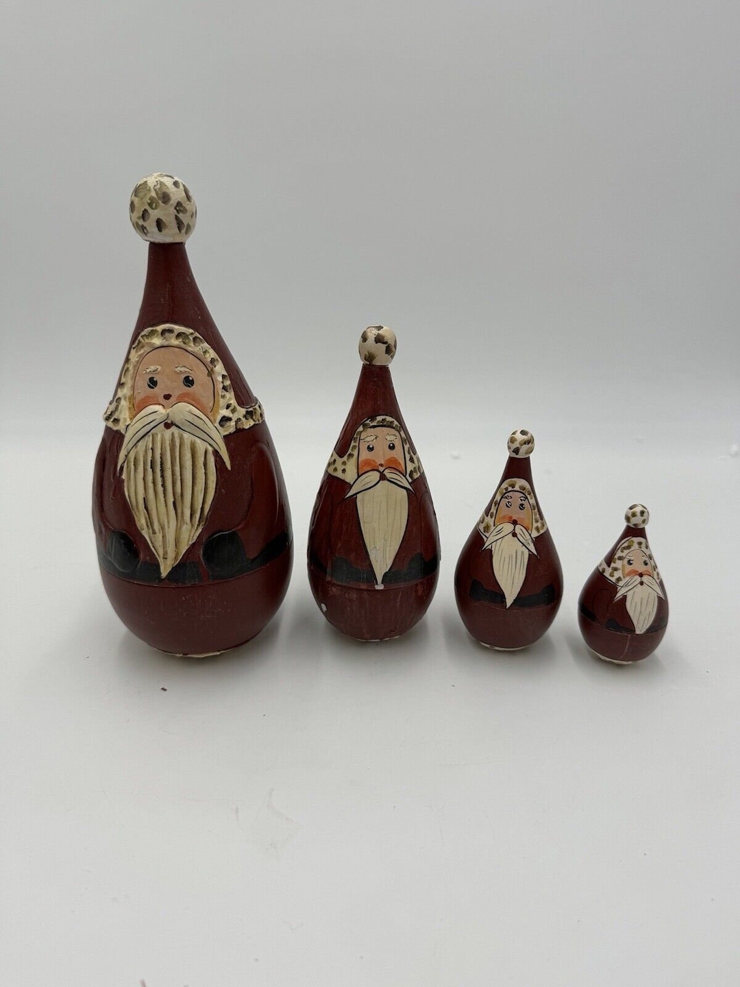 Vintage Wooden Santa Nesting Dolls Hand Painted - Etsy