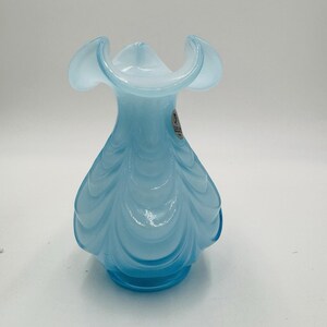 Fenton Art Glass Blue Drapery Small Vase MCM 6” Vintage USA Rare - Etsy