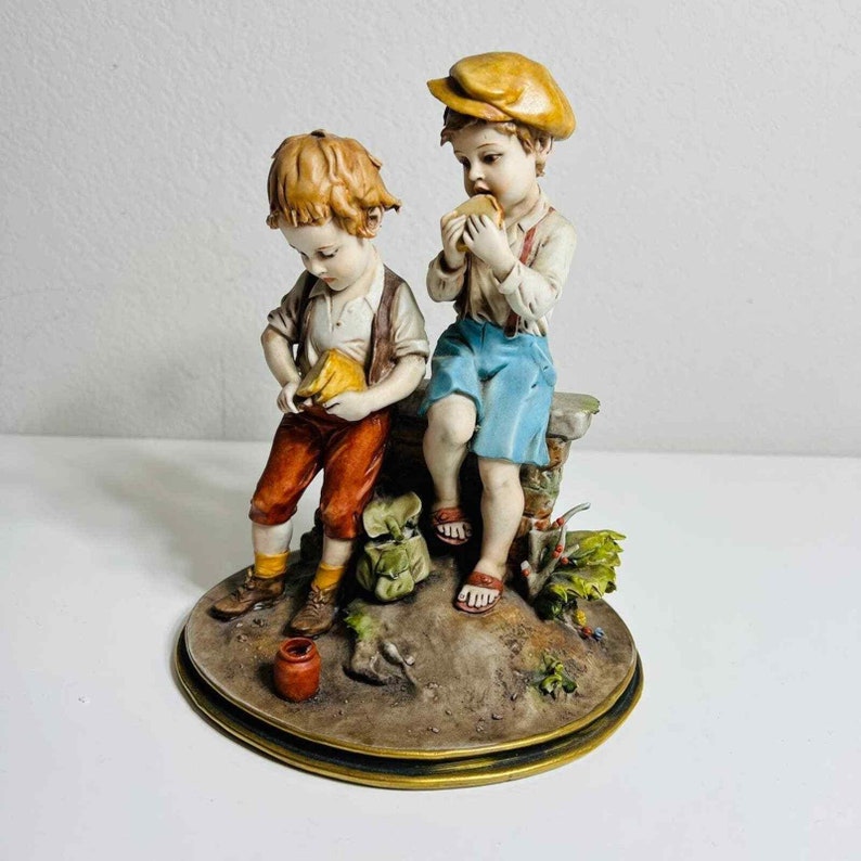 Capodimonte Figurine Triade Benacchio Children Eating Lunch Sculpture ...