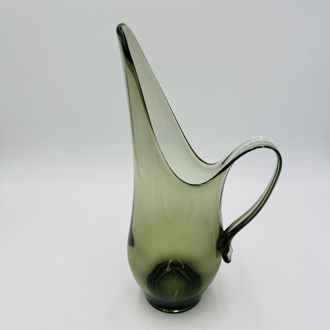 Viking Pitcher Swung Art Glass Charcoal 12.5in MCM Serveware Home Decor ...