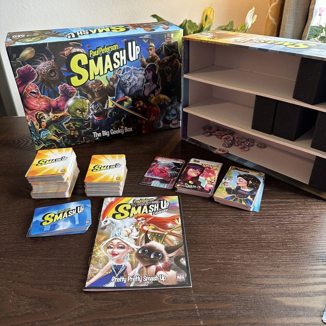 AEG Smash up Expansion Big Geeky Box Base Game Plus Extra Cards ...