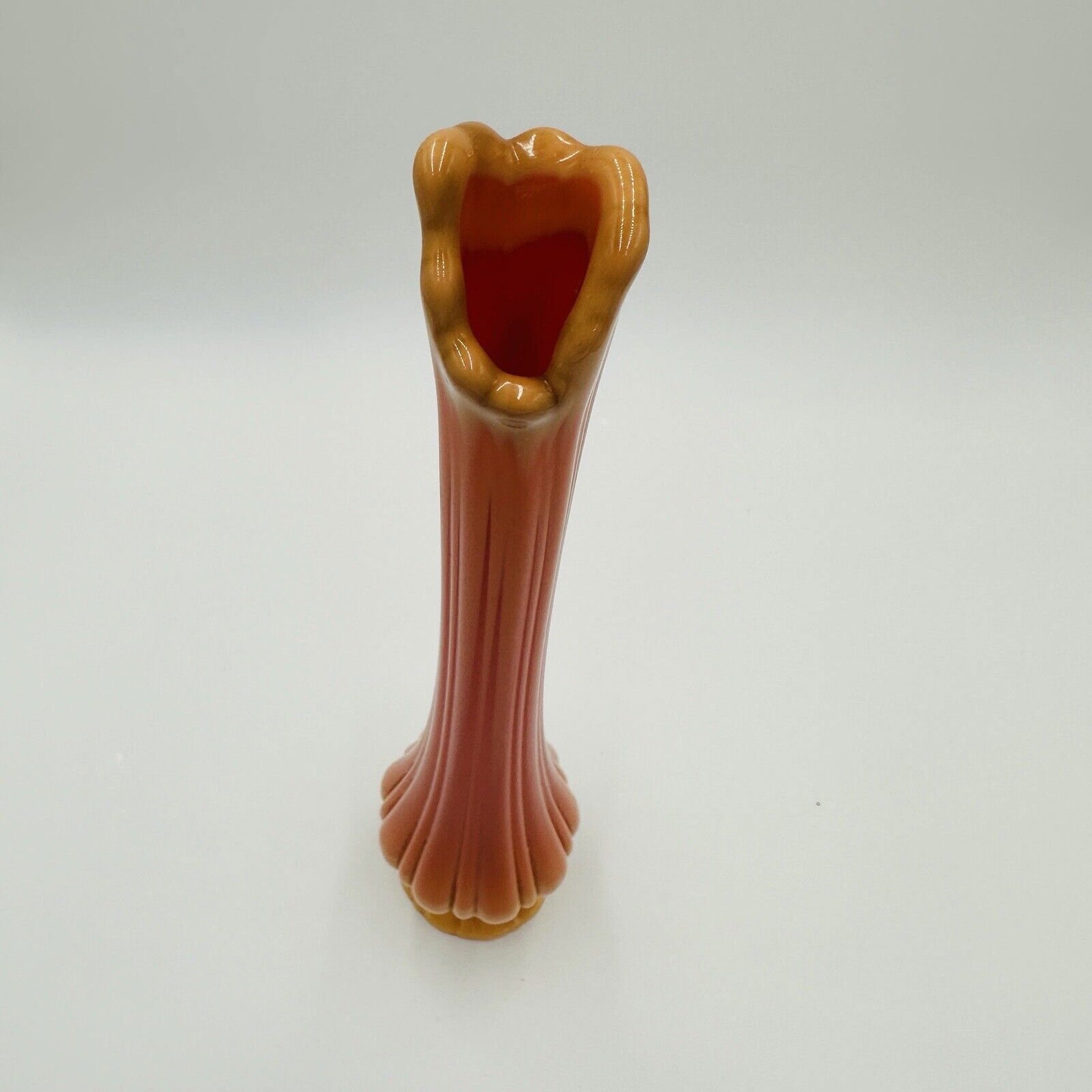 LE Smith Vase Bittersweet Swung Glass Orange 16.5in Tall MCM Floor ...