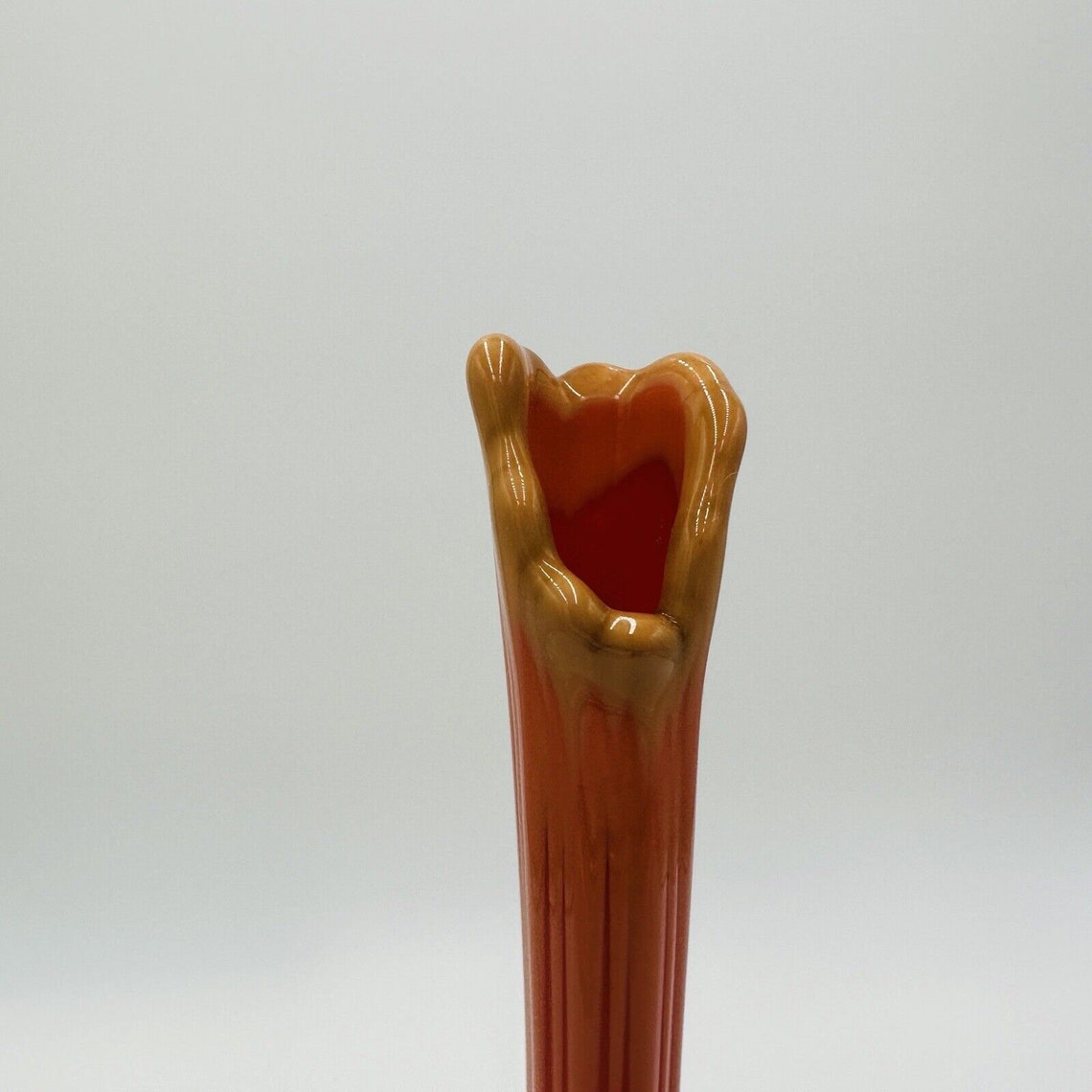 LE Smith Vase Bittersweet Swung Glass Orange 16.5in Tall MCM Floor ...