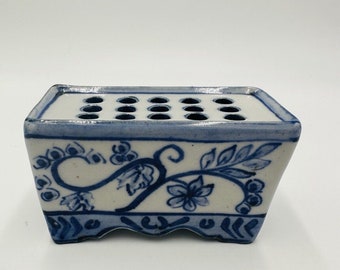Blue & White Porcelain Flower Brick With Lattice Design / - Etsy