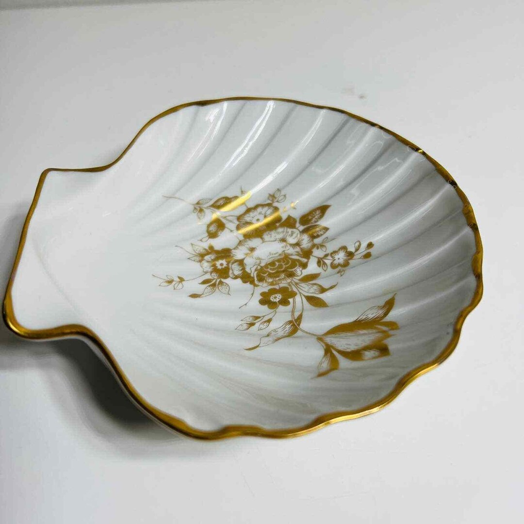 Limoges France Dish Sea Shell Trinket Hand Painted Flora Design ...