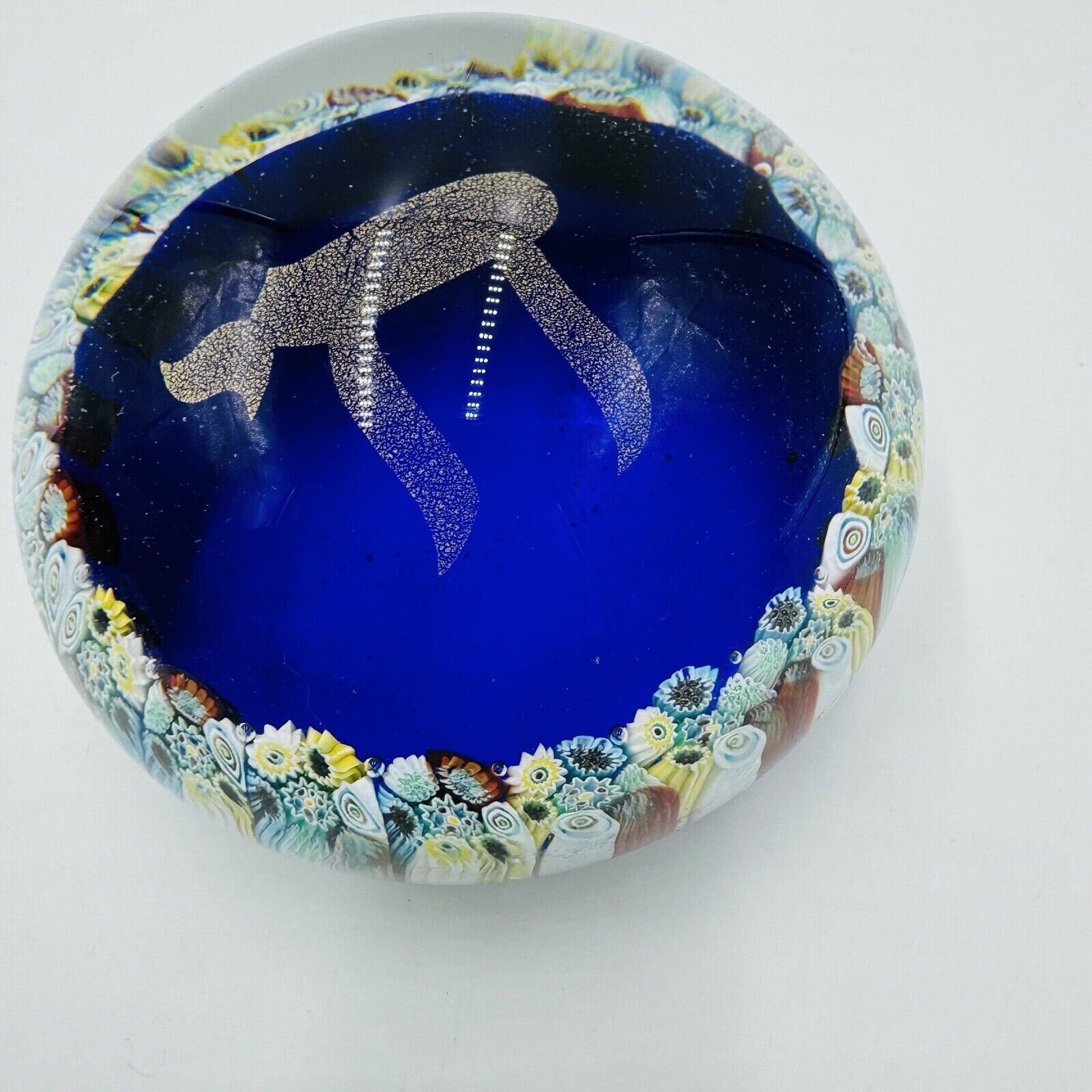 Vintage Murano Glass Millefiori Paperweight Italy Art Jewish Judaica ...