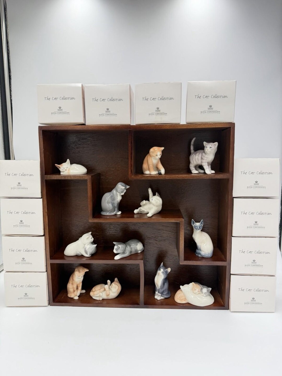 Royal Copenhagen Denmark Porcelain Cat Collection Mini Figurines Wood ...