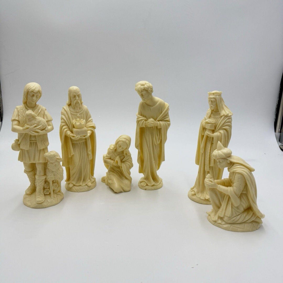 Vintage Bianchi Italy Alabaster Carved Nativity Set Figurines Jesus ...