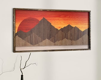 STEREOWOOD Koi and Lotus Multi-layer Wall Art, Large Geometric Wood ...