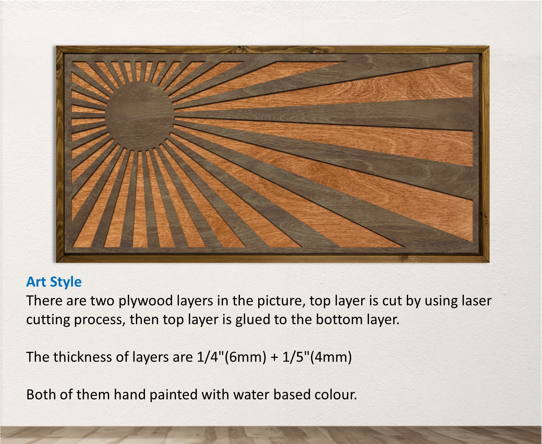 Boho Sun Wood Wall Art, Large Wood Wall Art, Geometric Sun Wood Wall ...