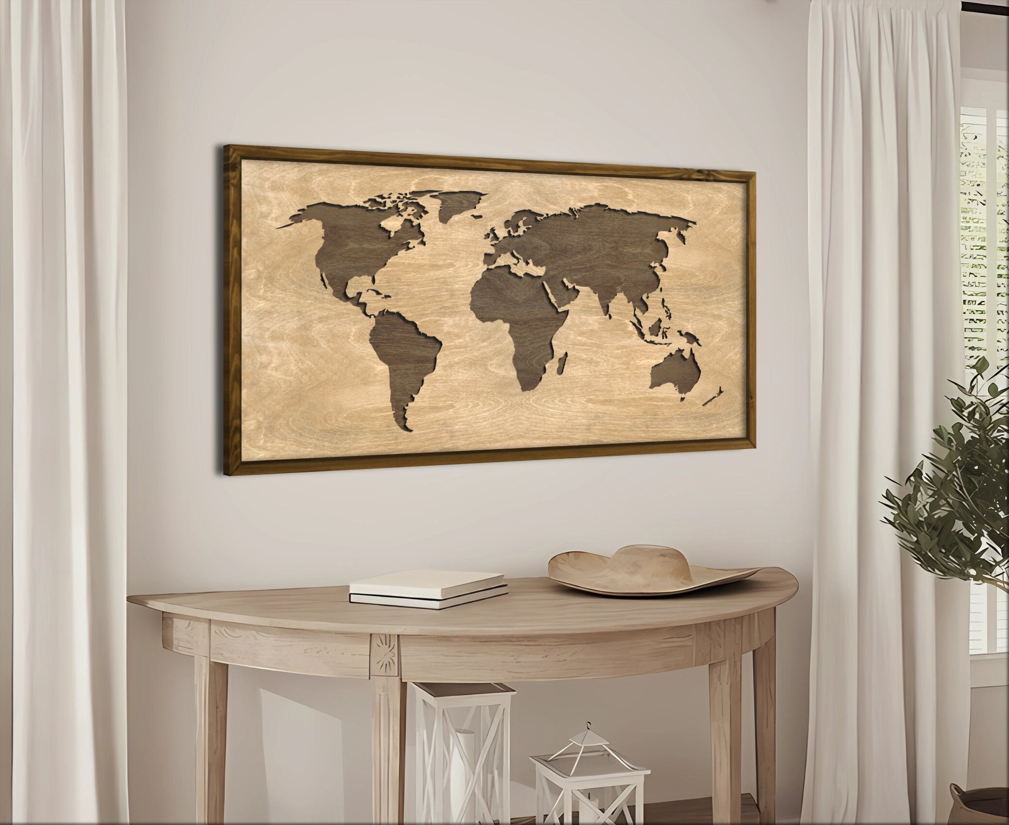 Wooden World Map Wall Art Wood World Travel Map for - Etsy