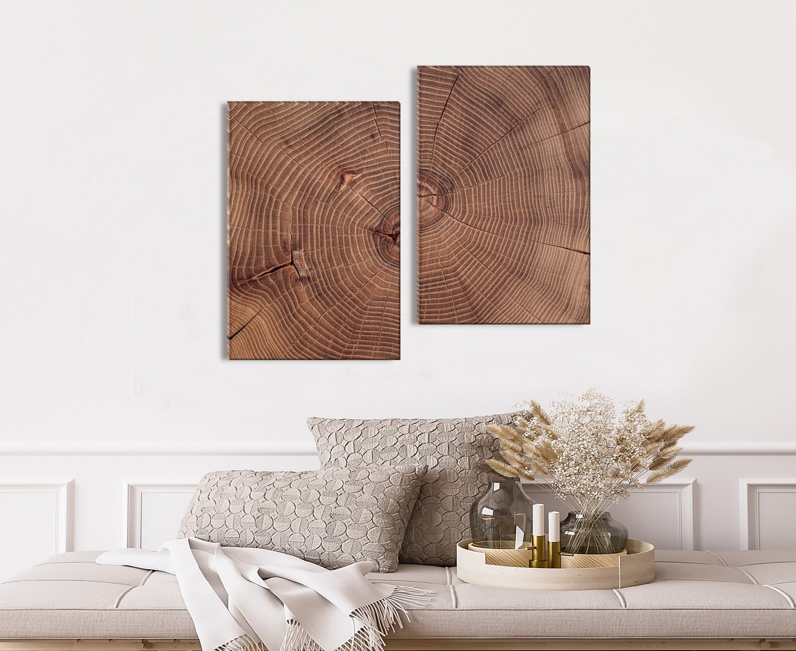 Canvas Print Wall Art Set Oak Wood Tree Rings, Tree Wall Art, Wood Wall ...